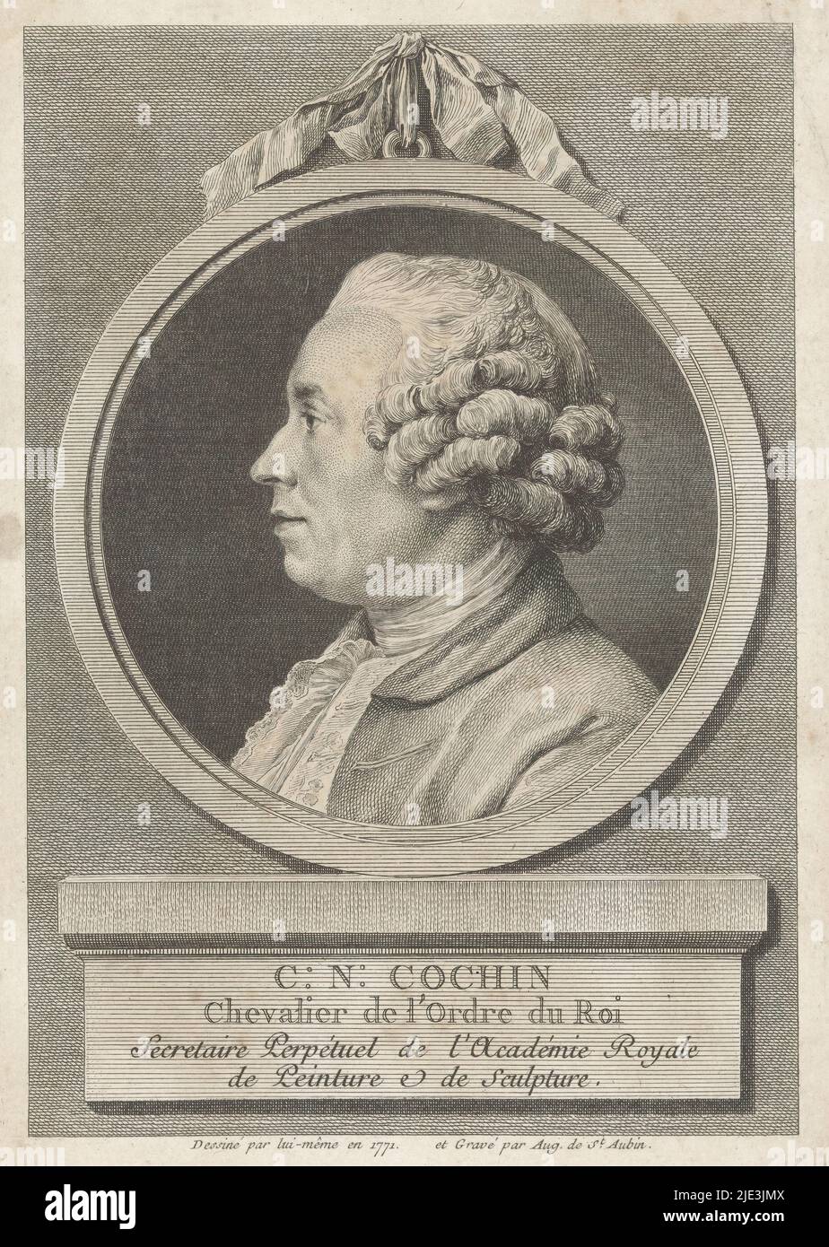 Portrait of Charles Nicolas Cochin II, print maker: Augustin de Saint ...