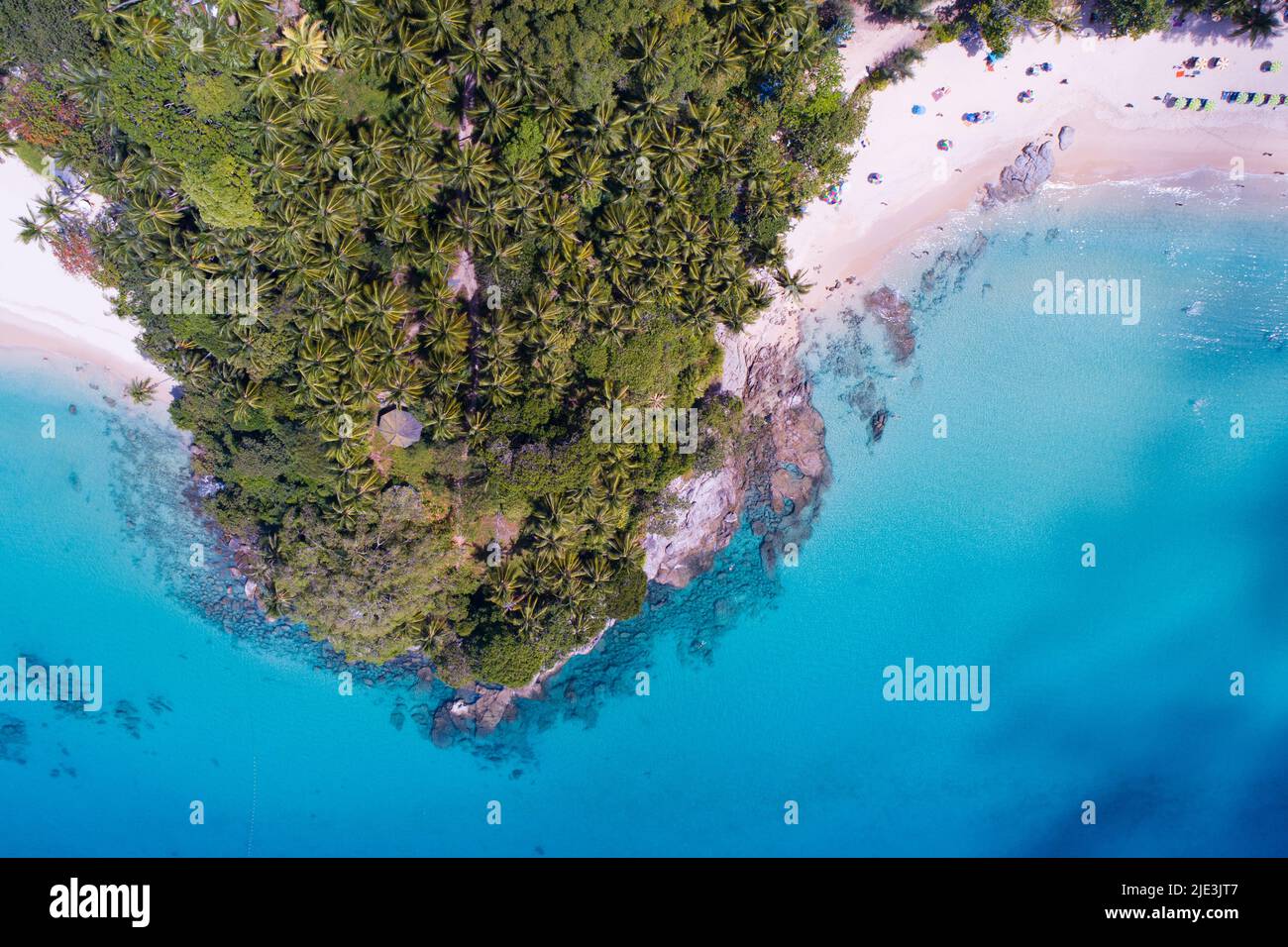 Amazing top view seashore Aerial view of Tropical beach sea in the ...