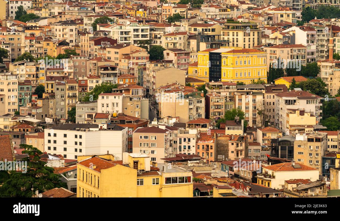 Panorama of Istanbul from the Galata Tower . The roofs of the old ...
