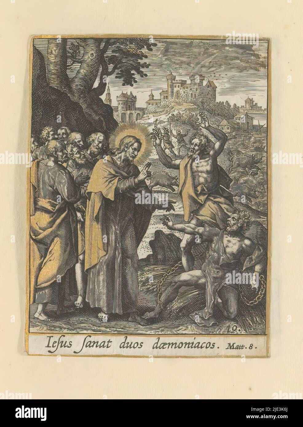 Christ cures two possessed men, Vita Iesu Salvatoris varijs iconibus ab Adriano Collaert ...