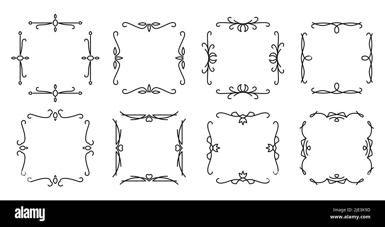 Decorative vintage calligraphic frames set. Ornamental filigree borders ...