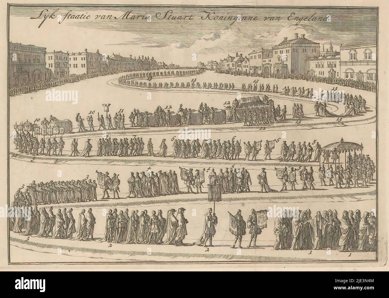 Funeral procession of Queen Mary II Stuart, 1695, Lyk staatie van Maria ...