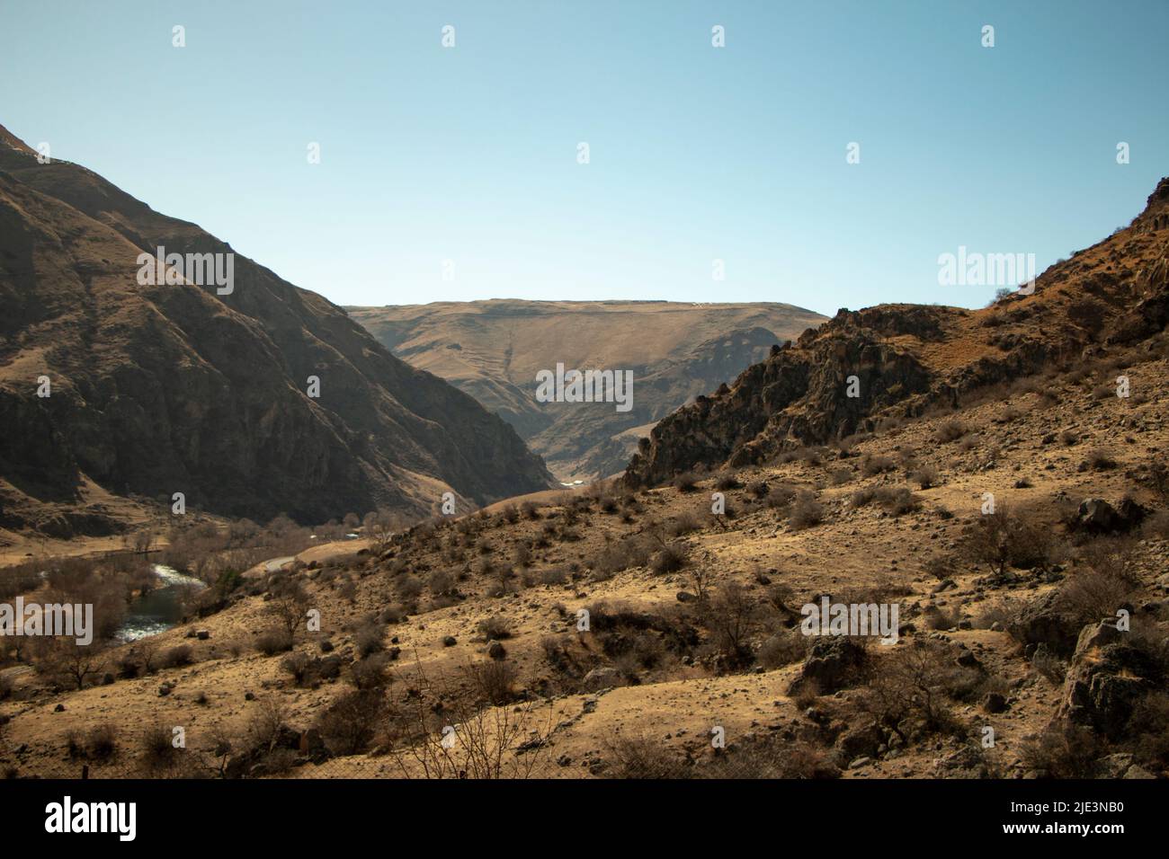 Mountain landscape. Rocky terrain Views of Georgia. Hills on summer day ...