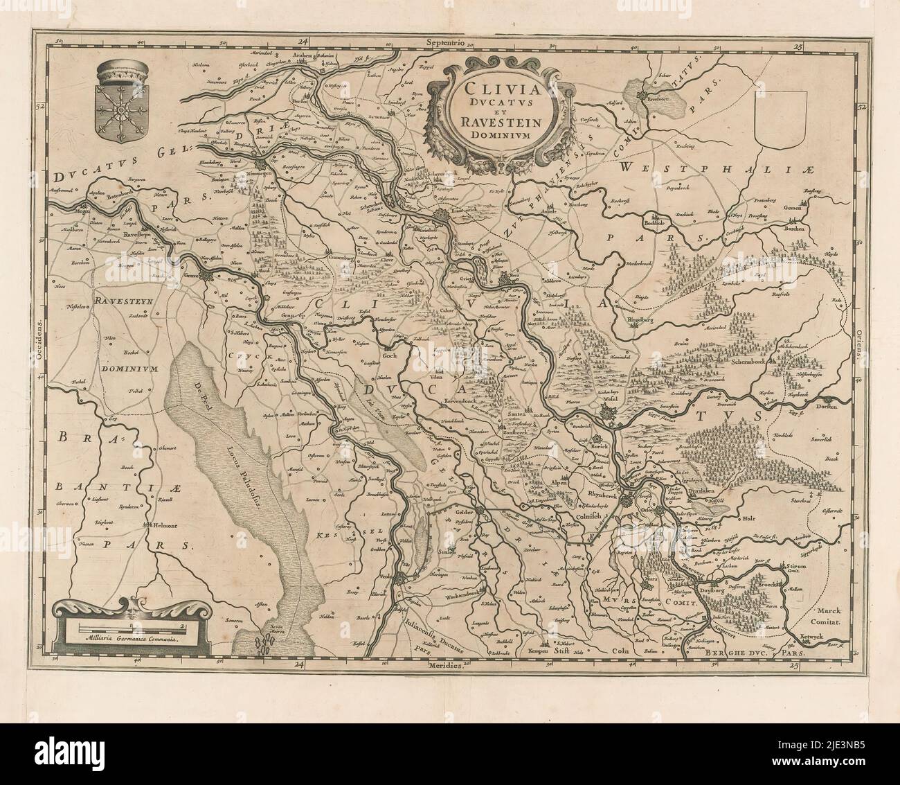 Map of the Duchy of Cleves and the Land of Ravenstein, Clivia ducatus ...