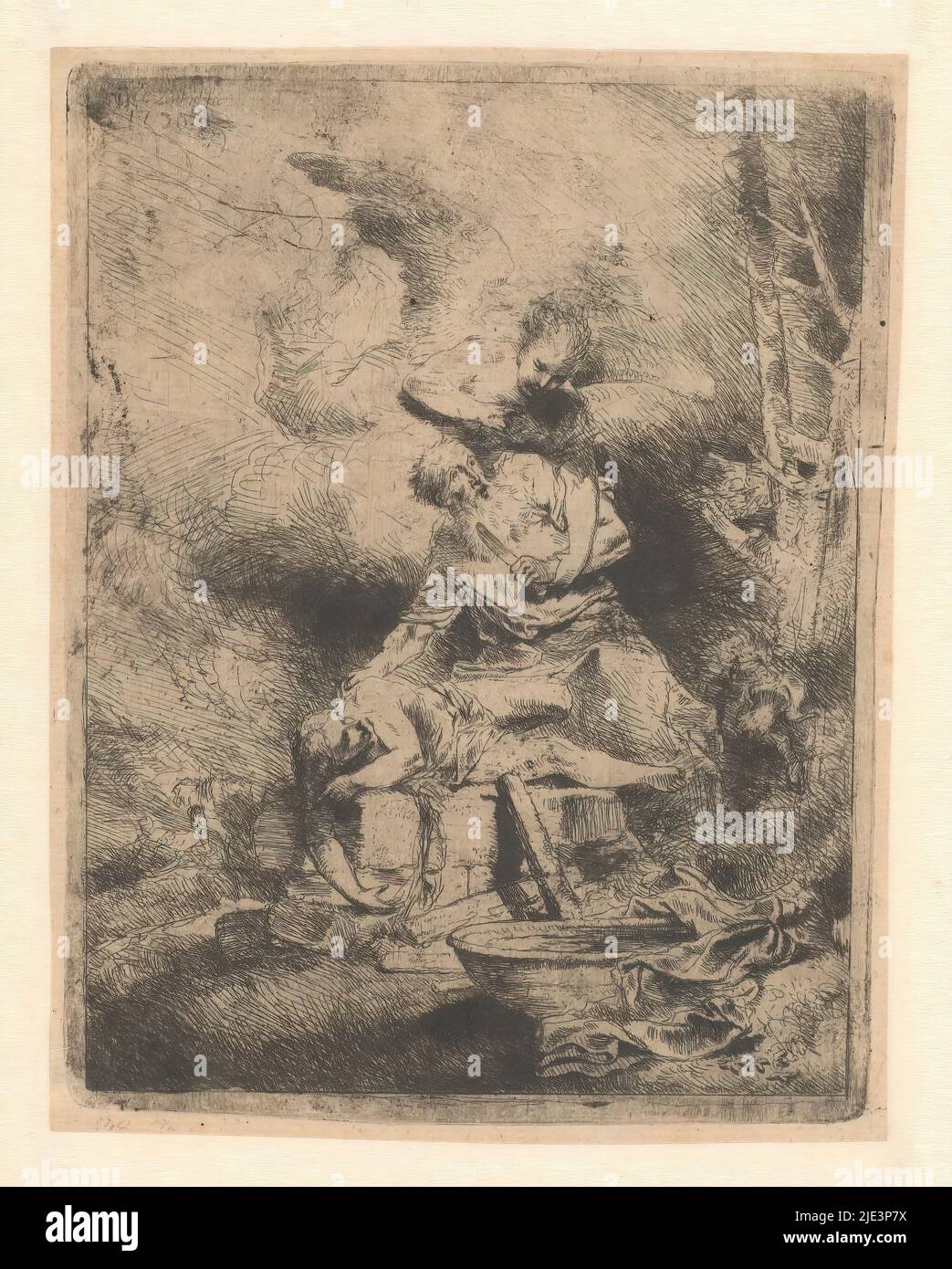 The angel prevents the sacrifice of Isaac (in the manner of Rembrandt ...