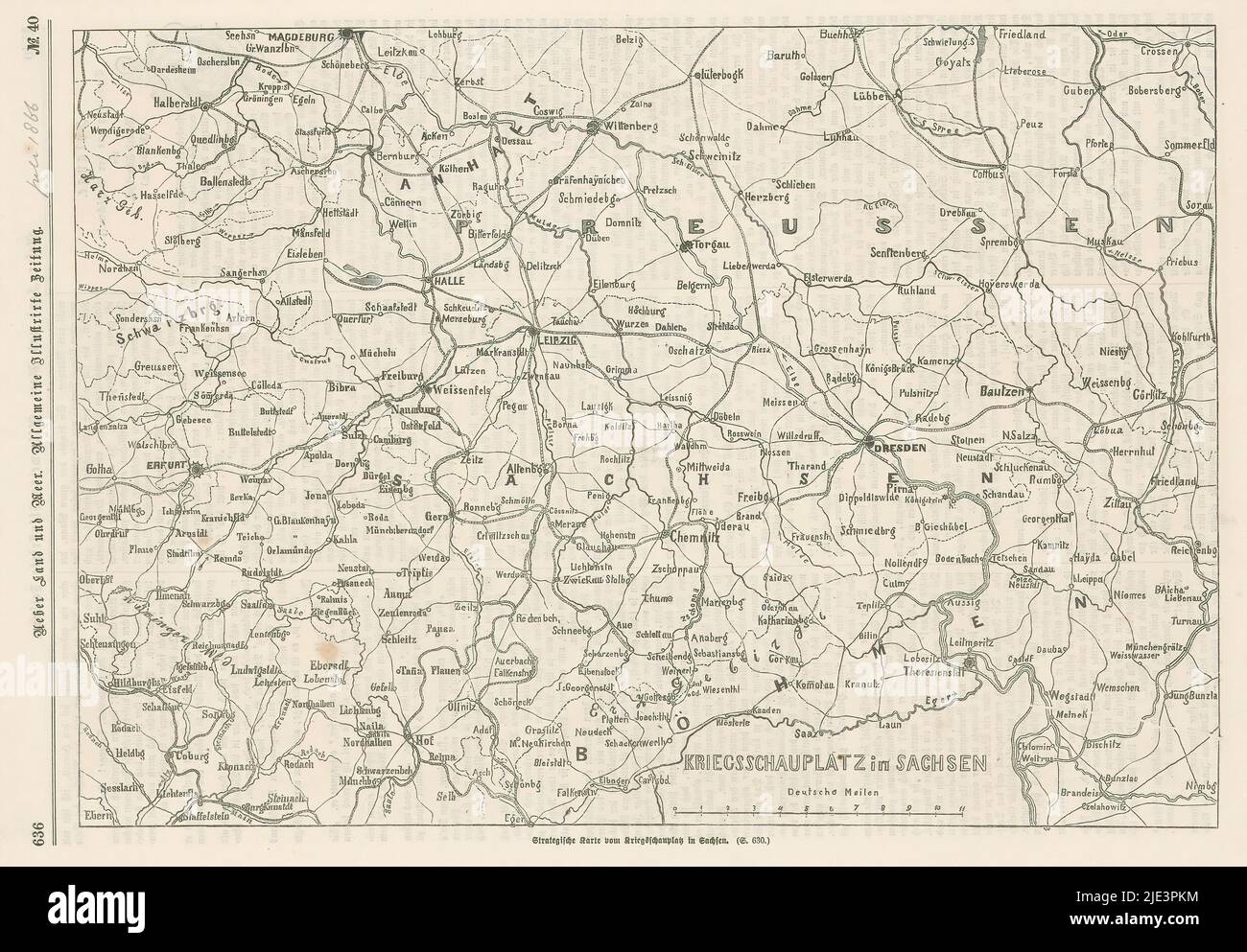 Map of the battlefield in Saxony, 1866, Strategische Karte von ...
