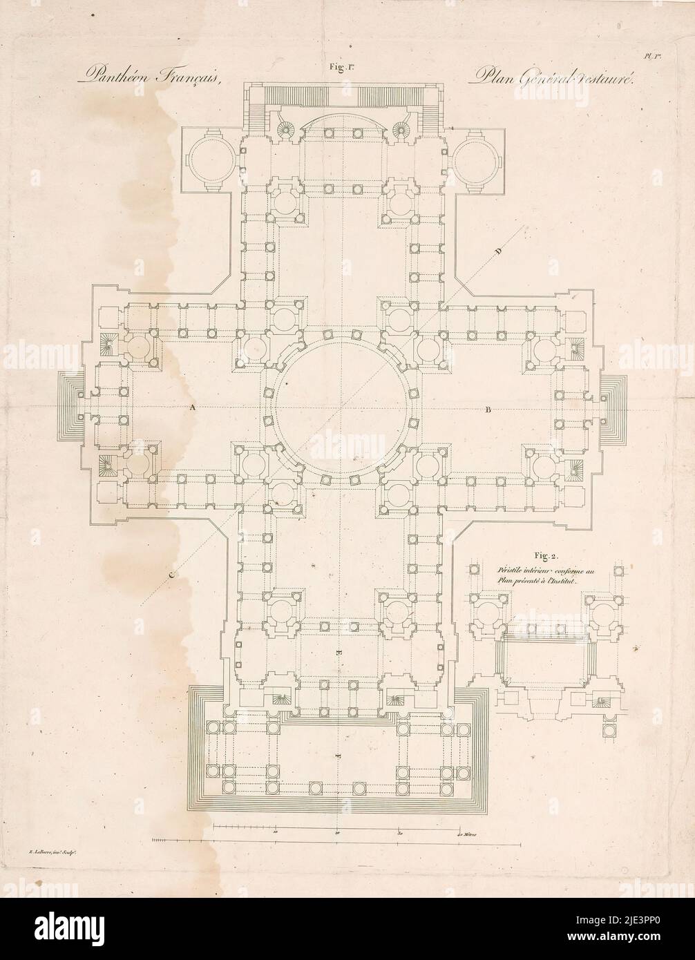 Map of the Panthéon in Paris, Panthéon Français, plan genéral restauré ...