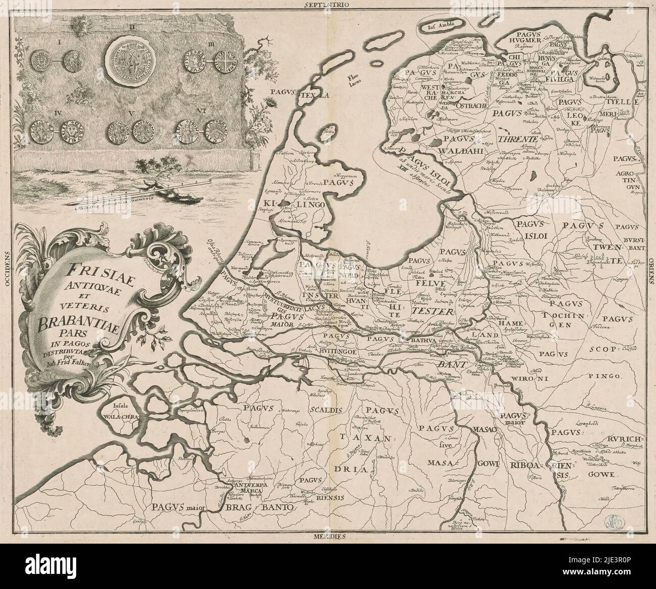 Historical map of the Netherlands in the late Roman period, Frisiae ...