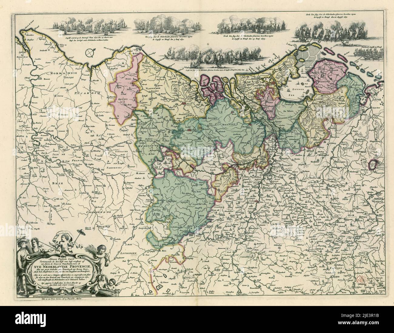 Map of the Netherlands with the war situation of 1672-73, New perfect ...