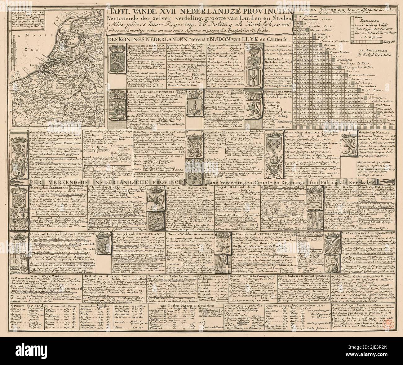 Map of the Seventeen Provinces with explanation, Tafel vande XVII Nederlandze Provincien ...