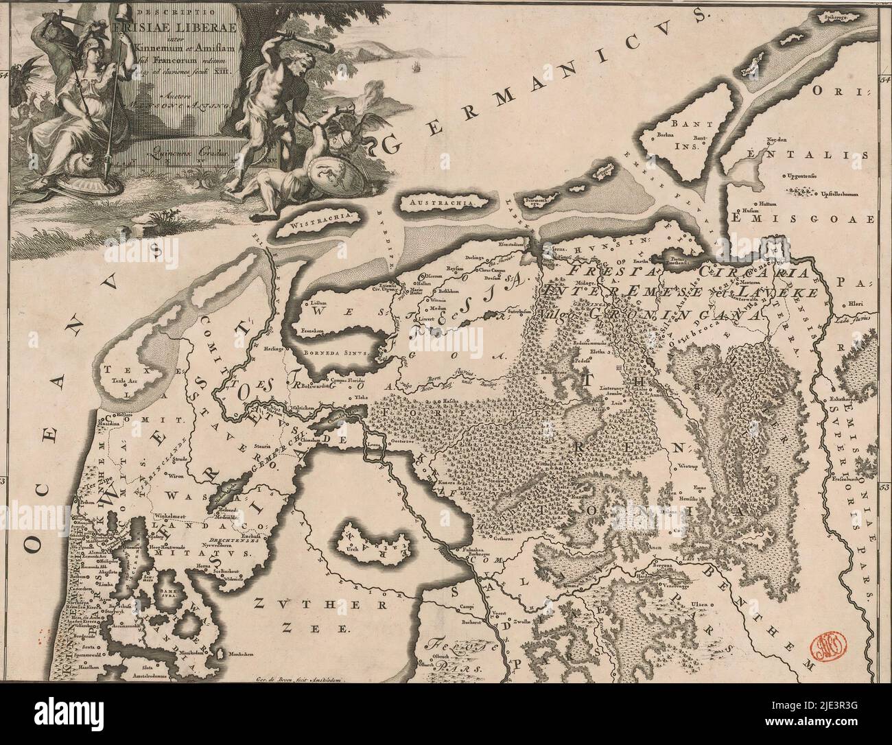 Historical map of the Netherlands with the territories of the Batavians ...
