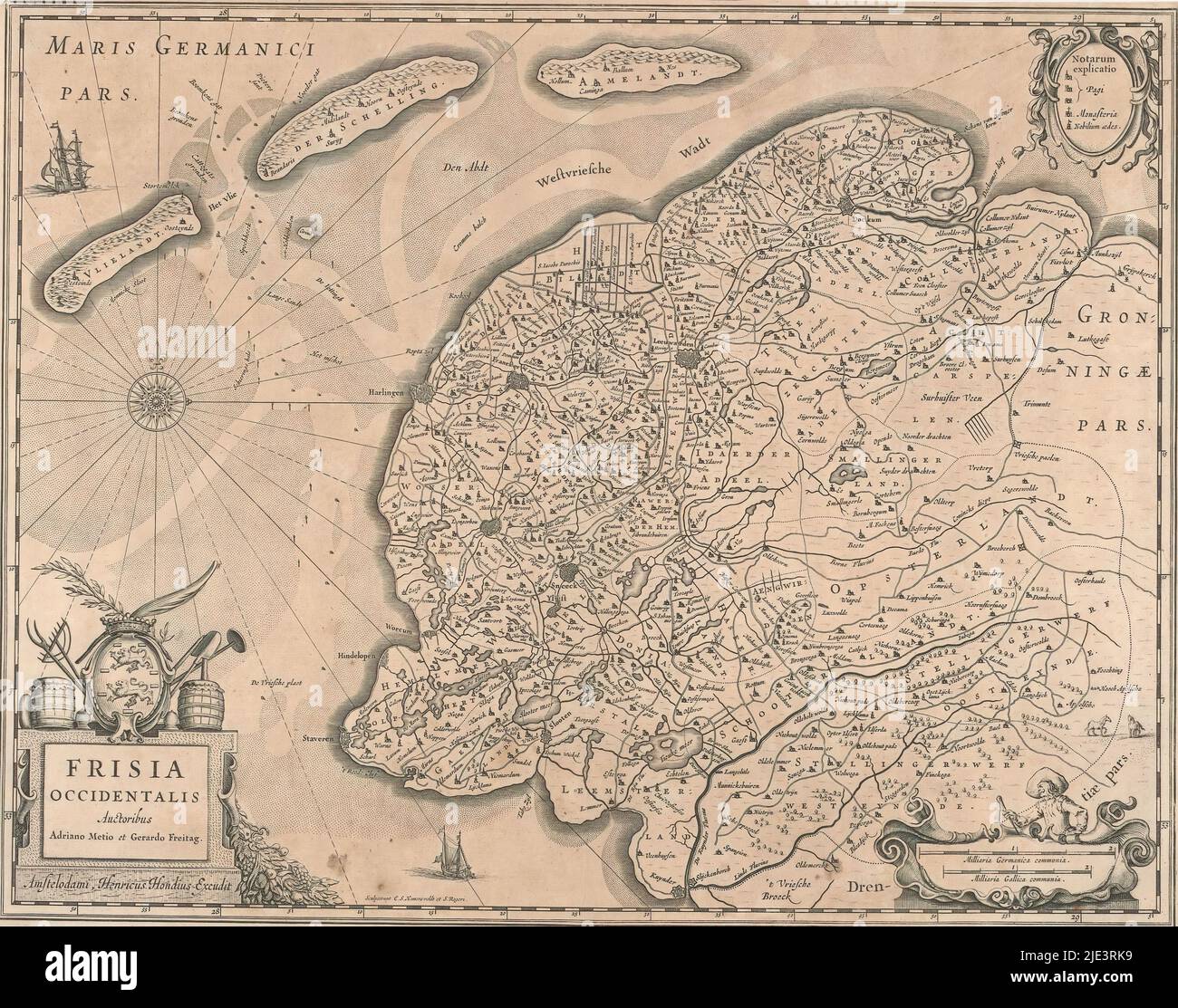 Map of Friesland, Vlieland, Terschelling and Ameland, Frisia ...