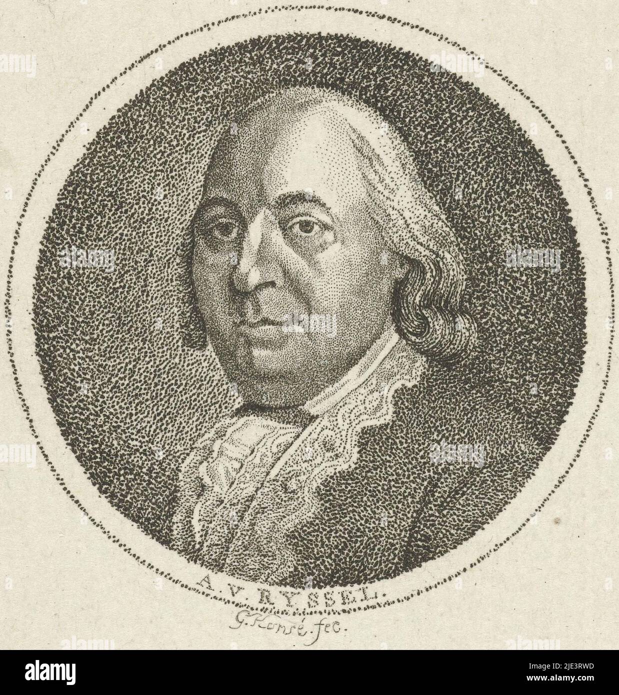 Portrait bust to the left in a circular frame of Albert van Ryssel ...