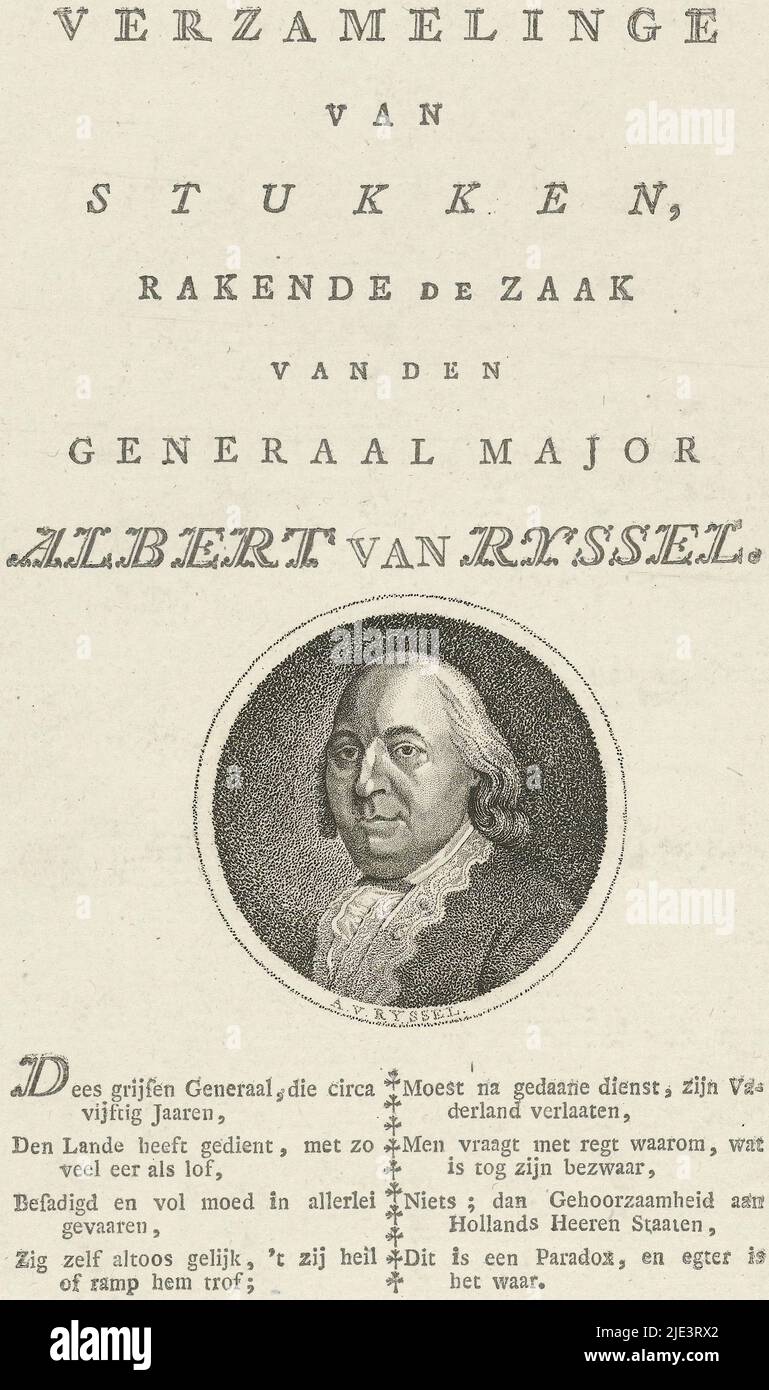 Portrait bust to the left in a circular frame of Albert van Ryssel ...