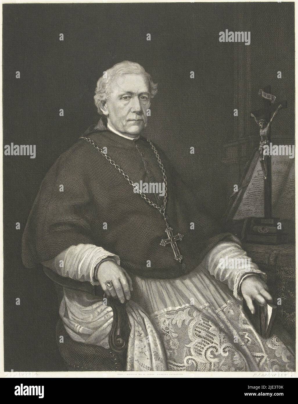Portrait of Petrus Mathias Snickers, Bishop of Haarlem sitting with a ...