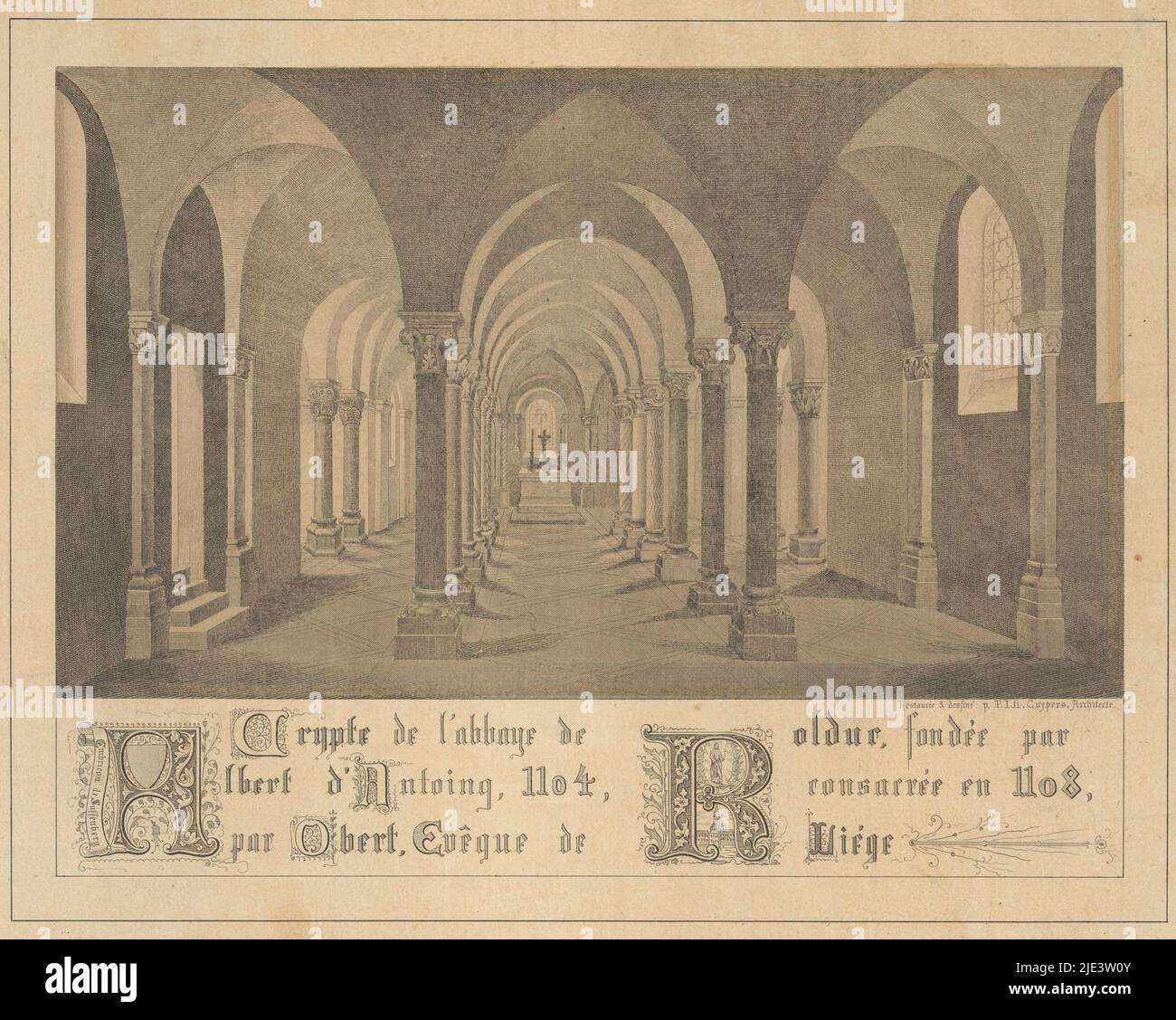 At the end of the vaulted Romanesque crypt stands the sarcophagus of ...