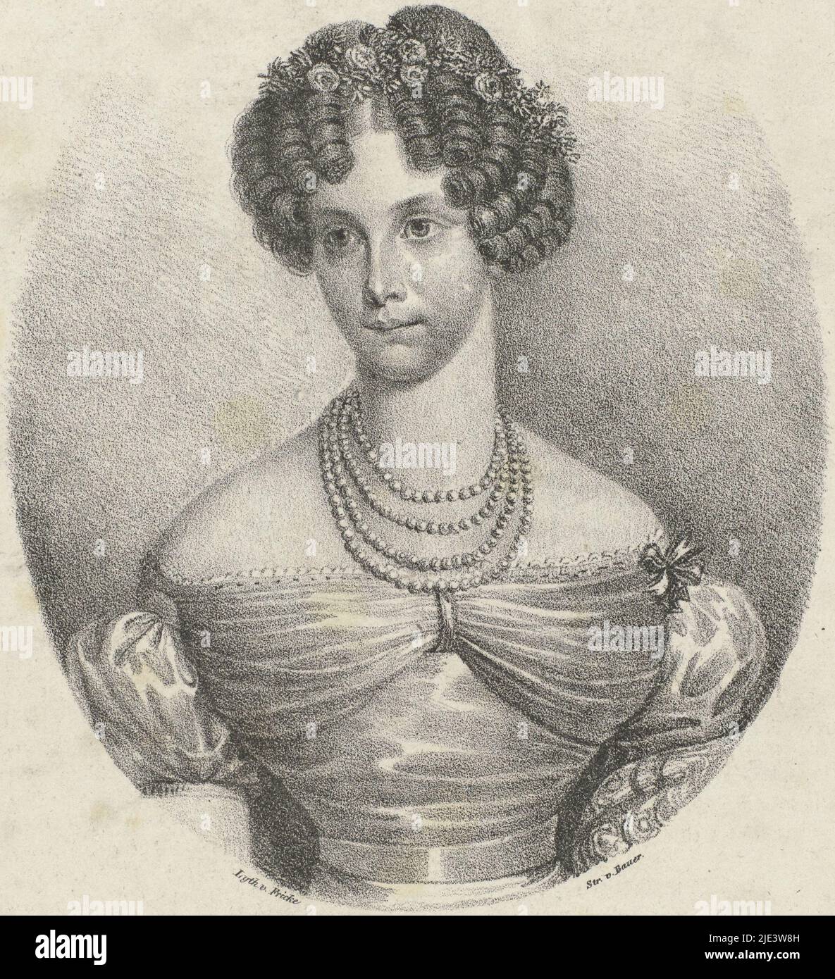 Portrait of Louise in an oval In the lower margin her name and titles ...