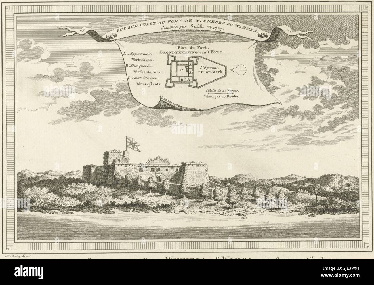 Southwest View of Fort Winneba, or Wimba, from Smith, drawn 1727 S ...