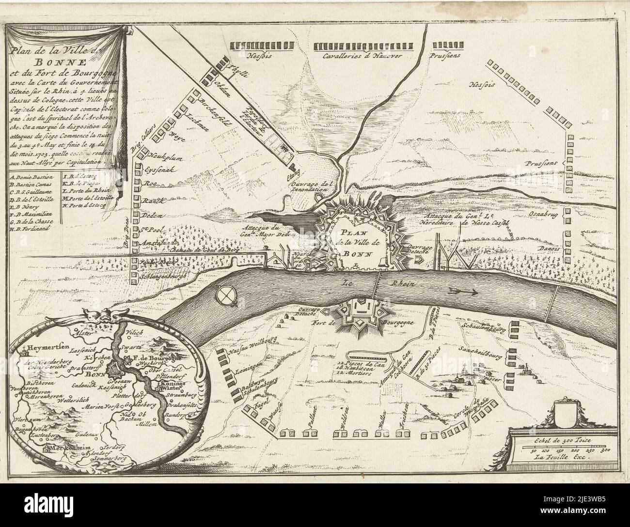 Map of Bonn and the surrounding country, besieged by the Allies from 5 ...