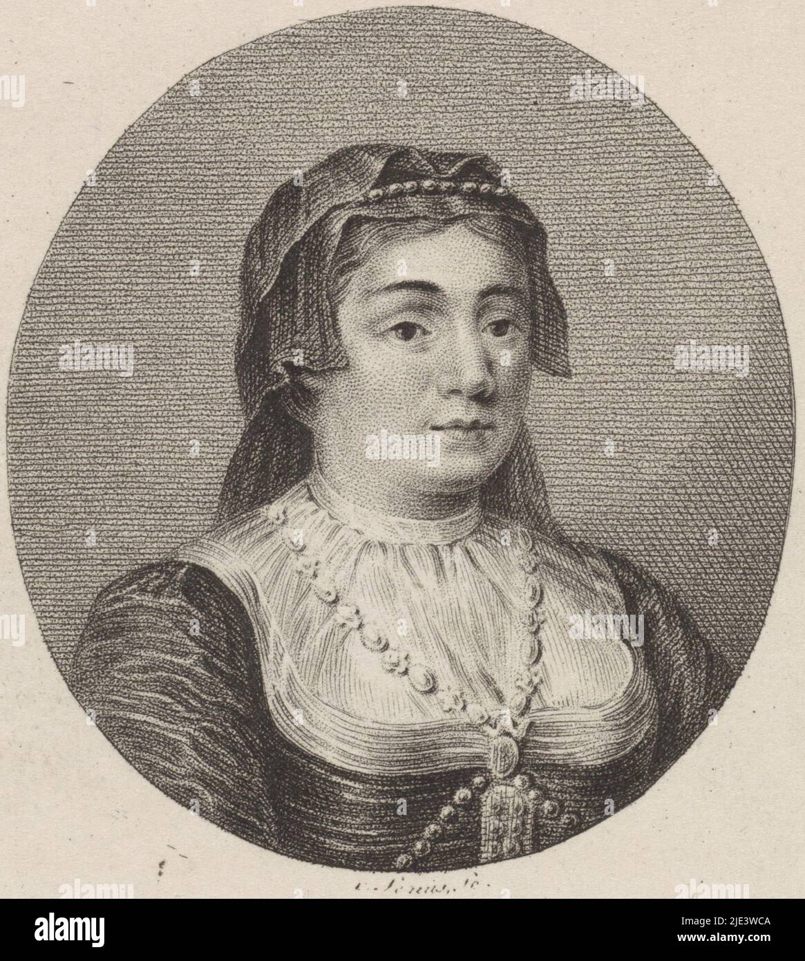 Portrait of Anna of Brittany (Queen of France), print maker: Willem van ...