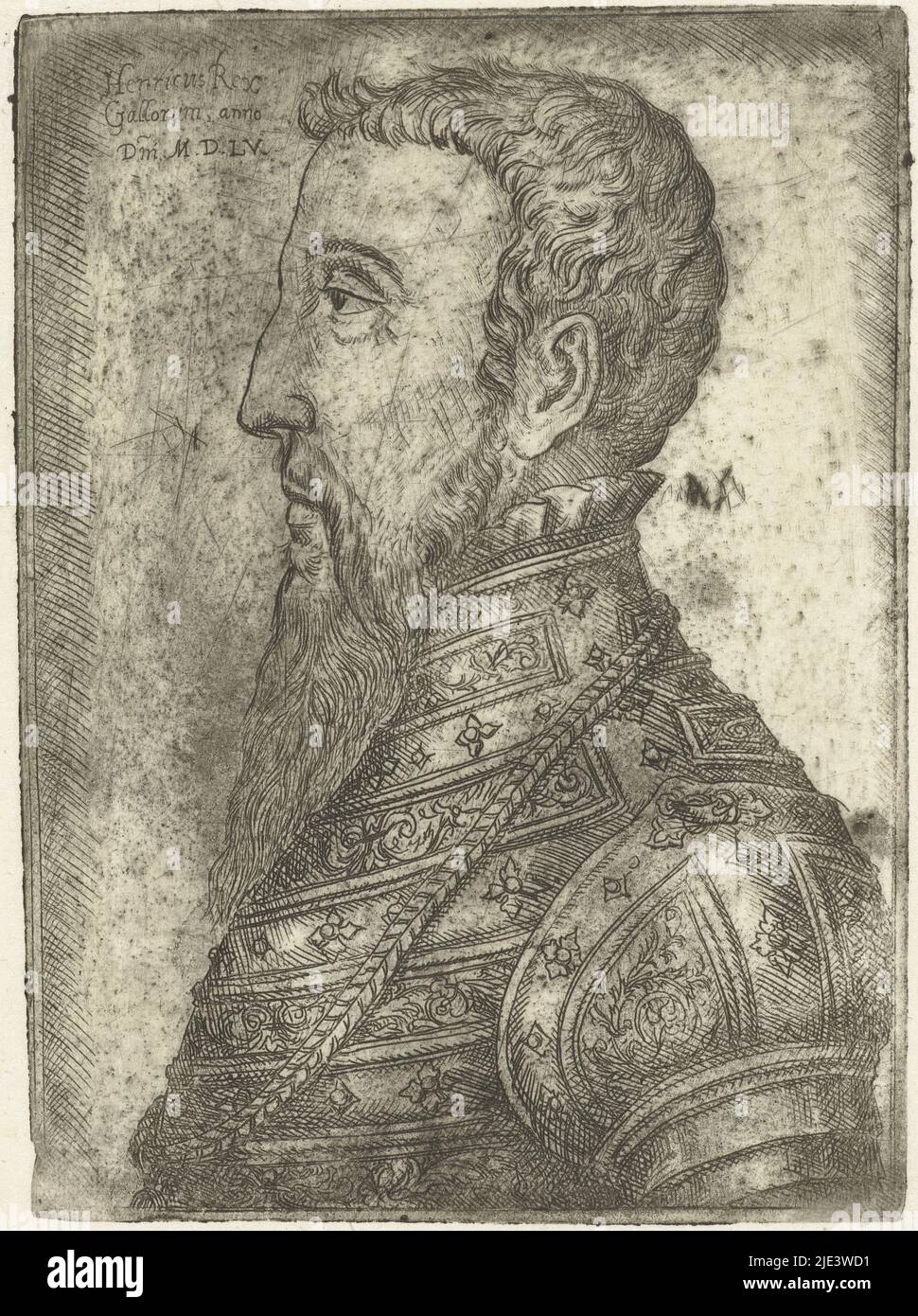 Portrait in profile of Henry II in armour, Portrait of Henry II ...