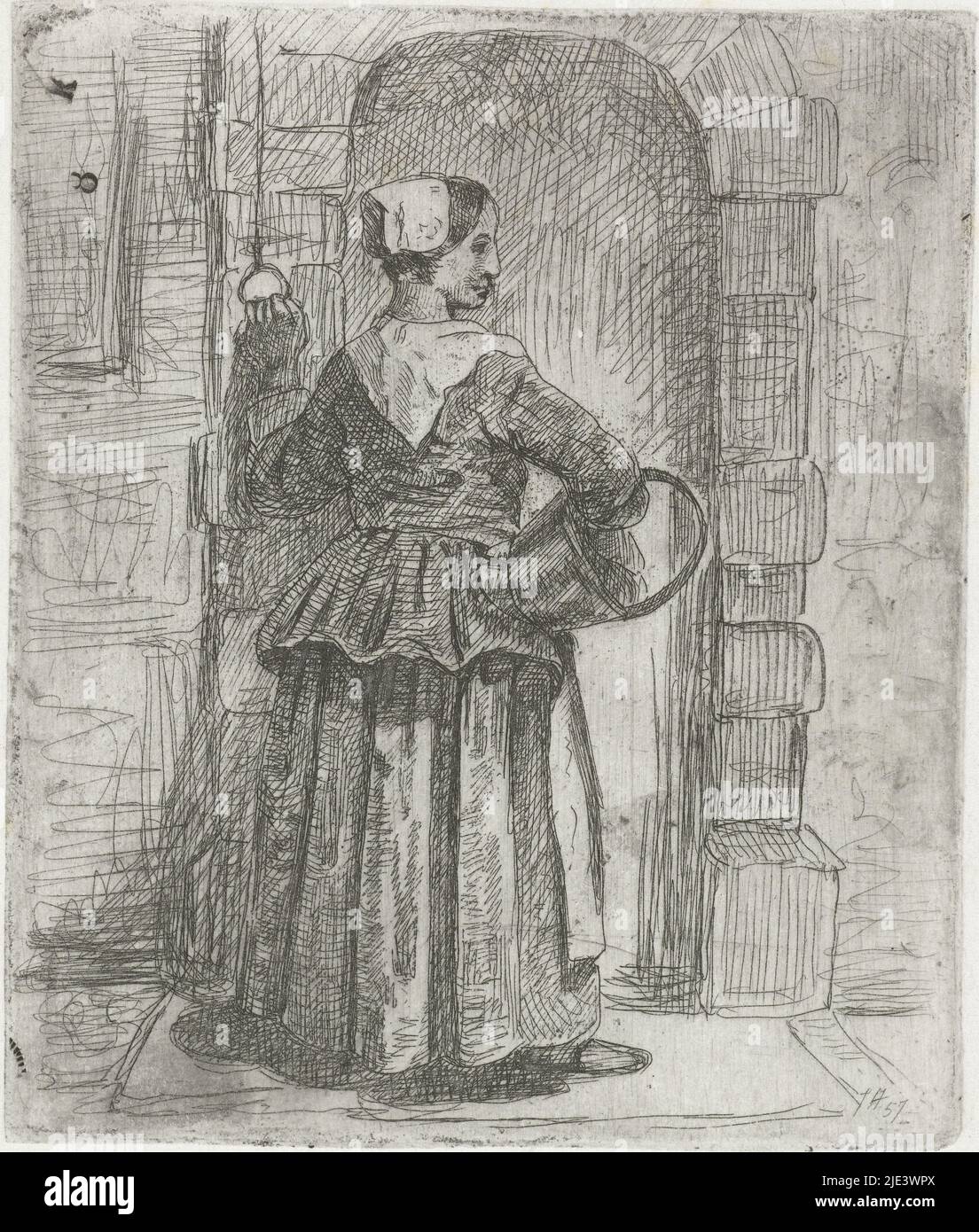 Woman in seventeenth century costume, Jozef Hoevenaar, 1857, A woman ...