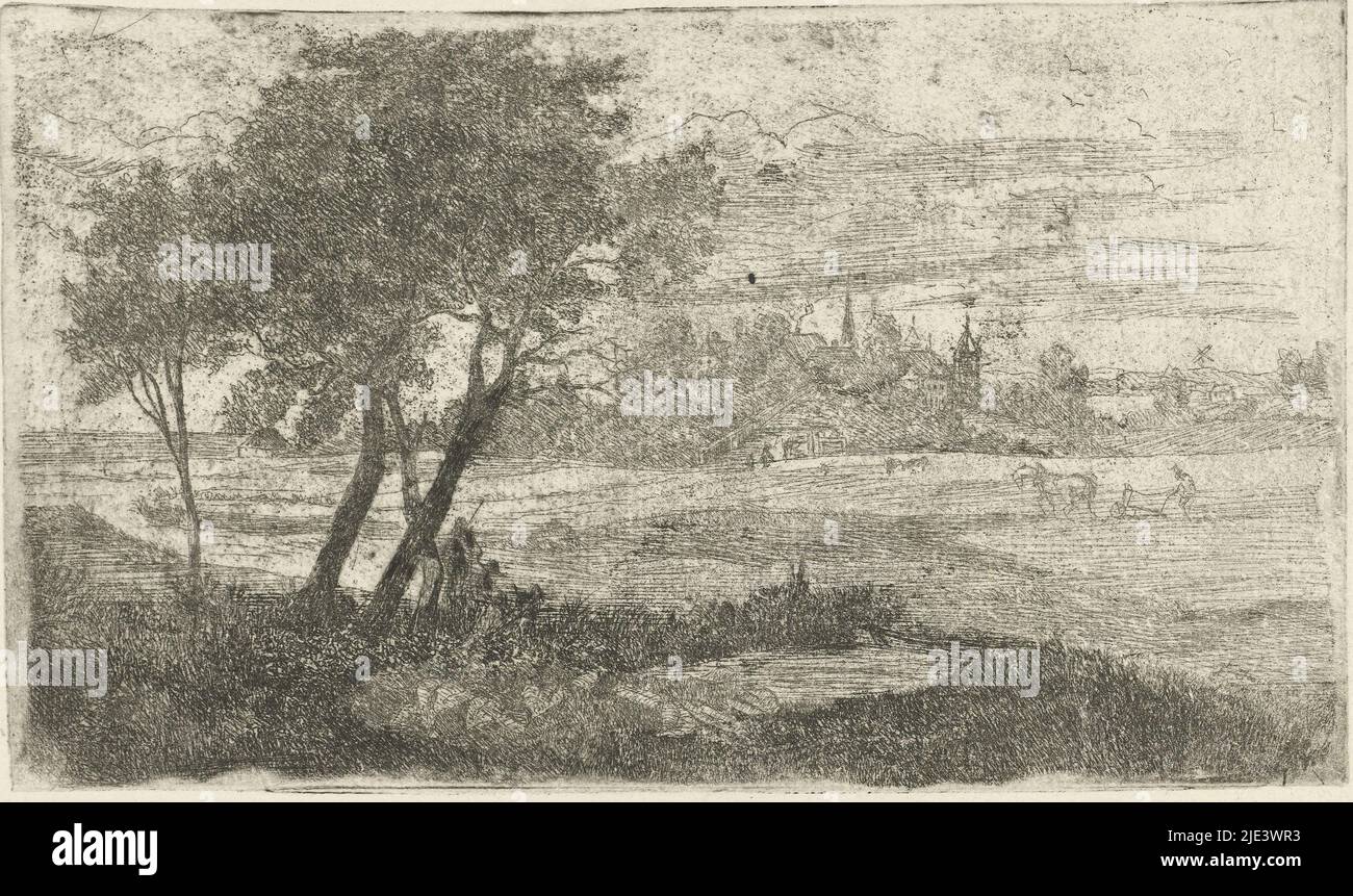 Landscape with a plowman, Joseph Hartogensis, c. 1837 - 1865, print ...