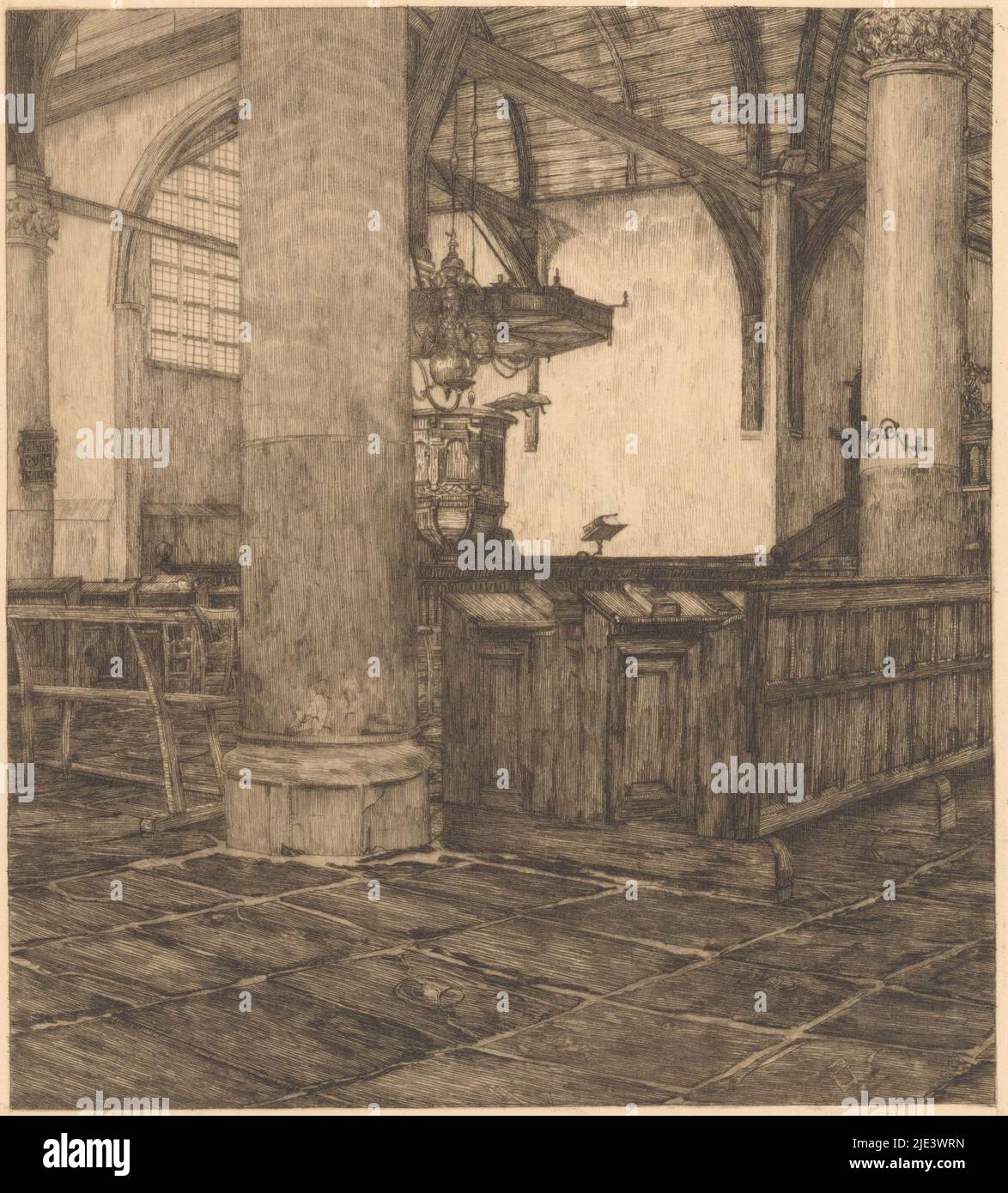 Oosterkerk in Hoorn, Gerrit Haverkamp, 1909, The interior of the ...