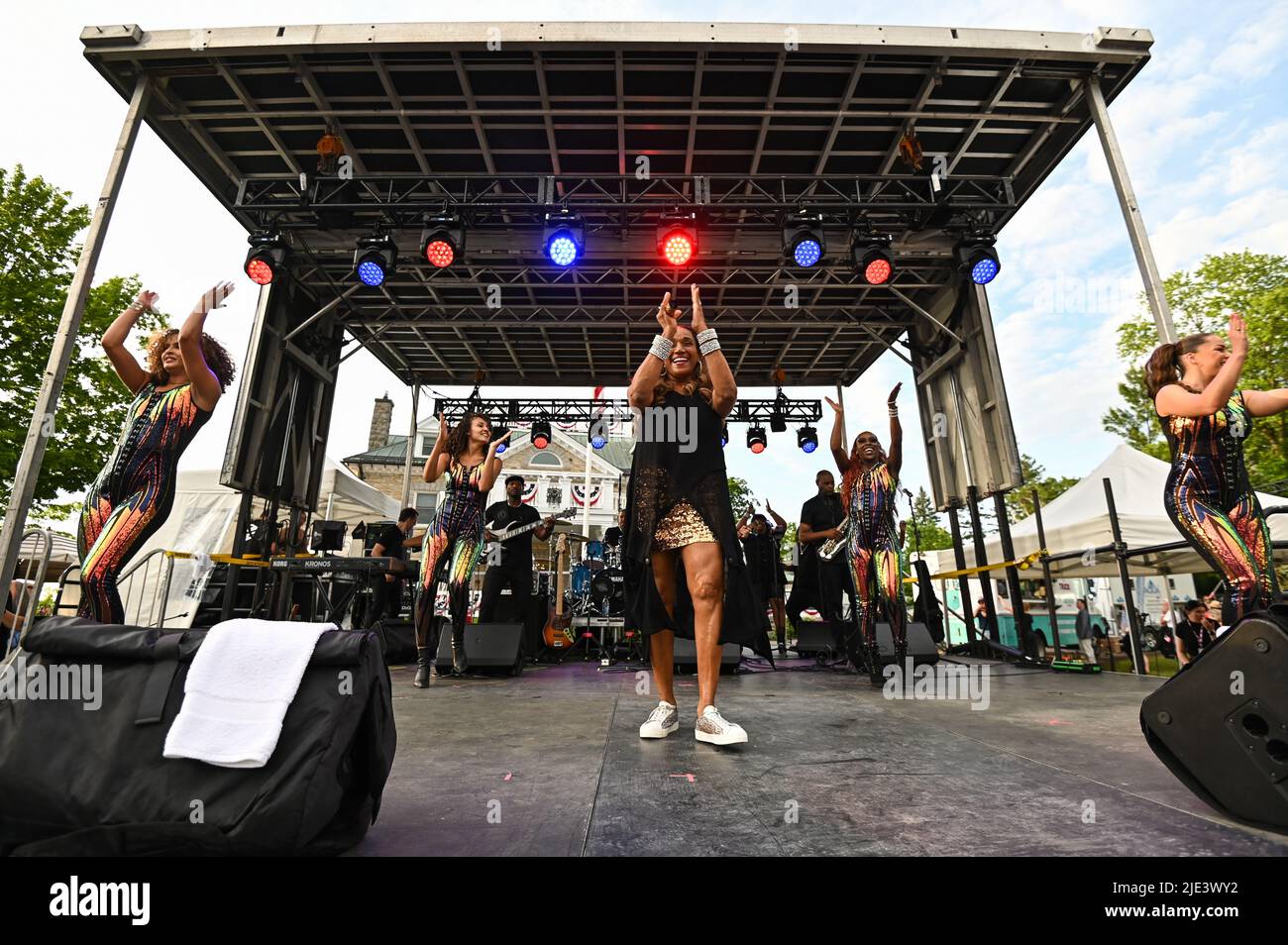 American singer-songwriter Kathy Sledge, center, performs during Fourth ...