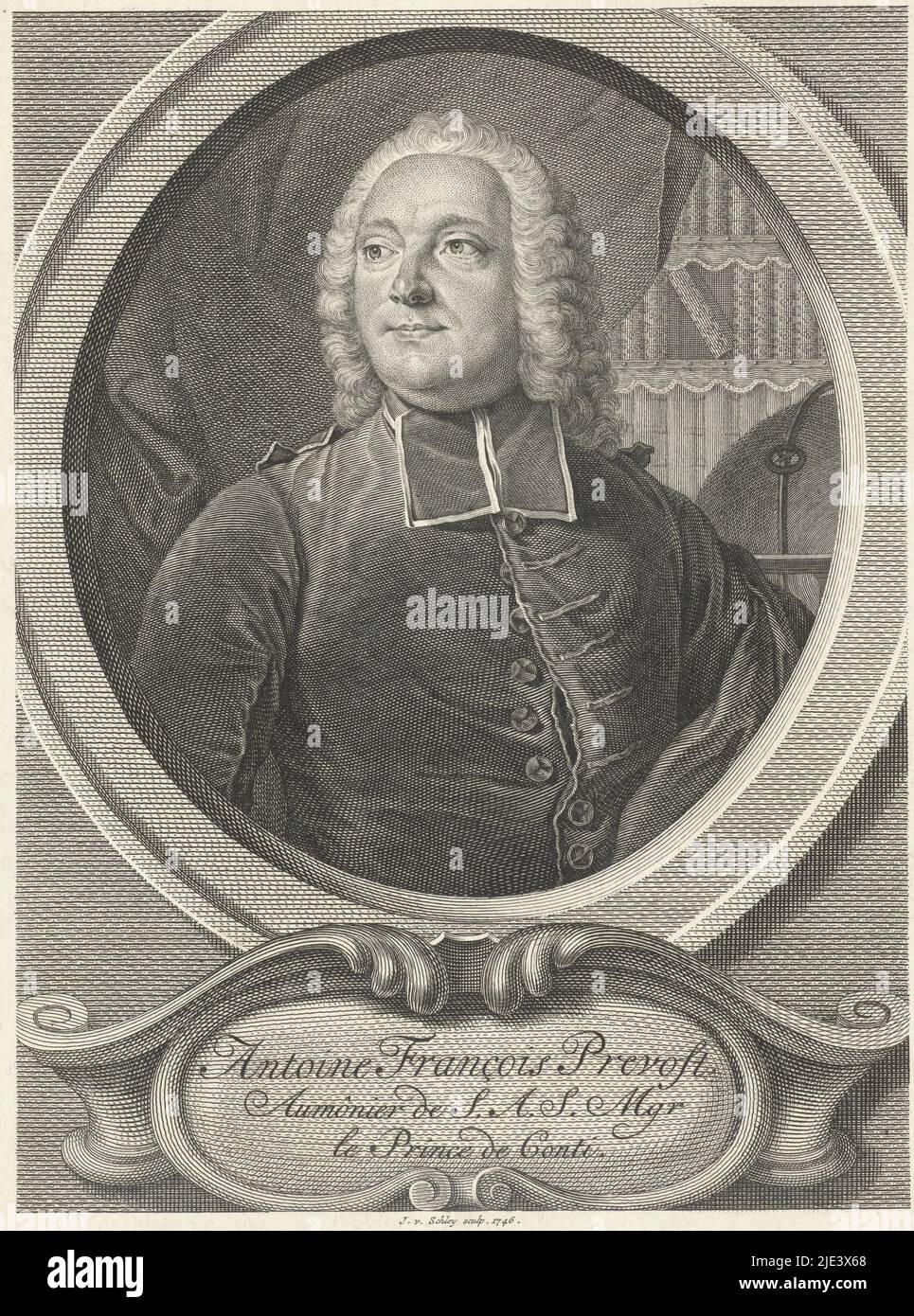 Portrait of Antoine François Prevost, Jacob van der Schley, after Georg ...