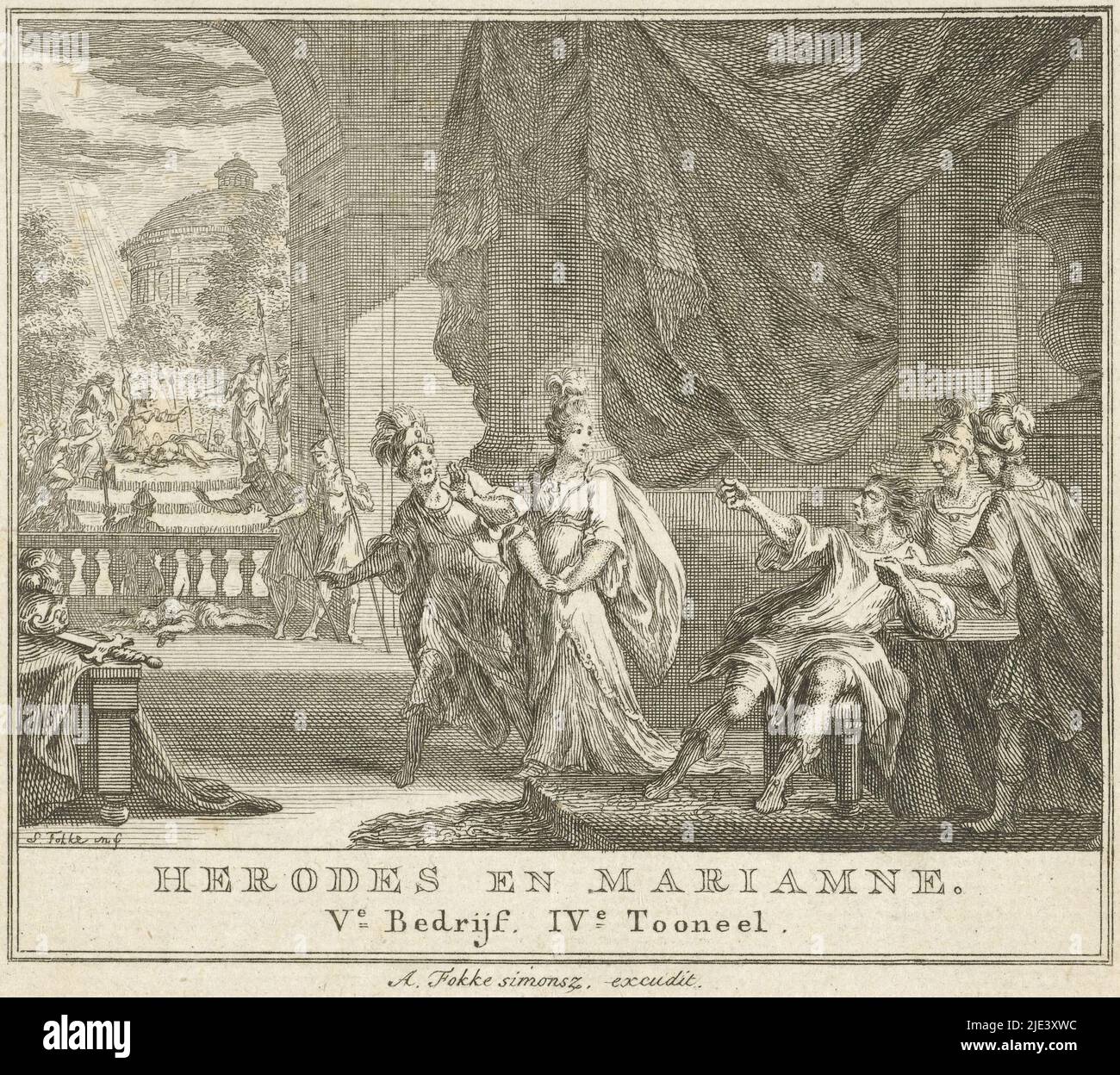 Herod and Marianme taunted by man, Simon Fokke, 1774 - 1793, In a ...