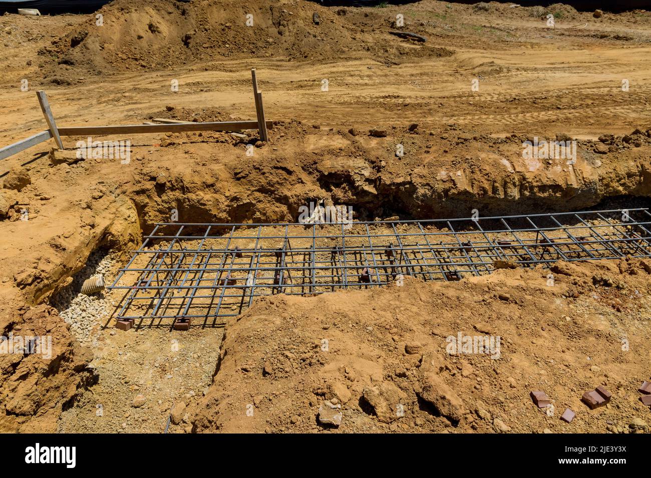 Building a structure using reinforced concrete and steel rods Stock ...