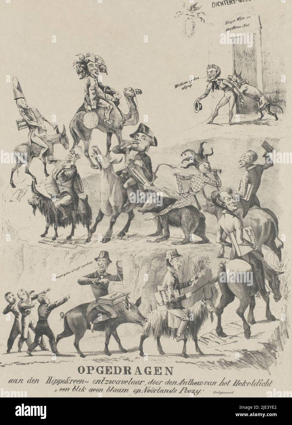 Nine grotesquely dressed poets riding hi-res stock photography and ...