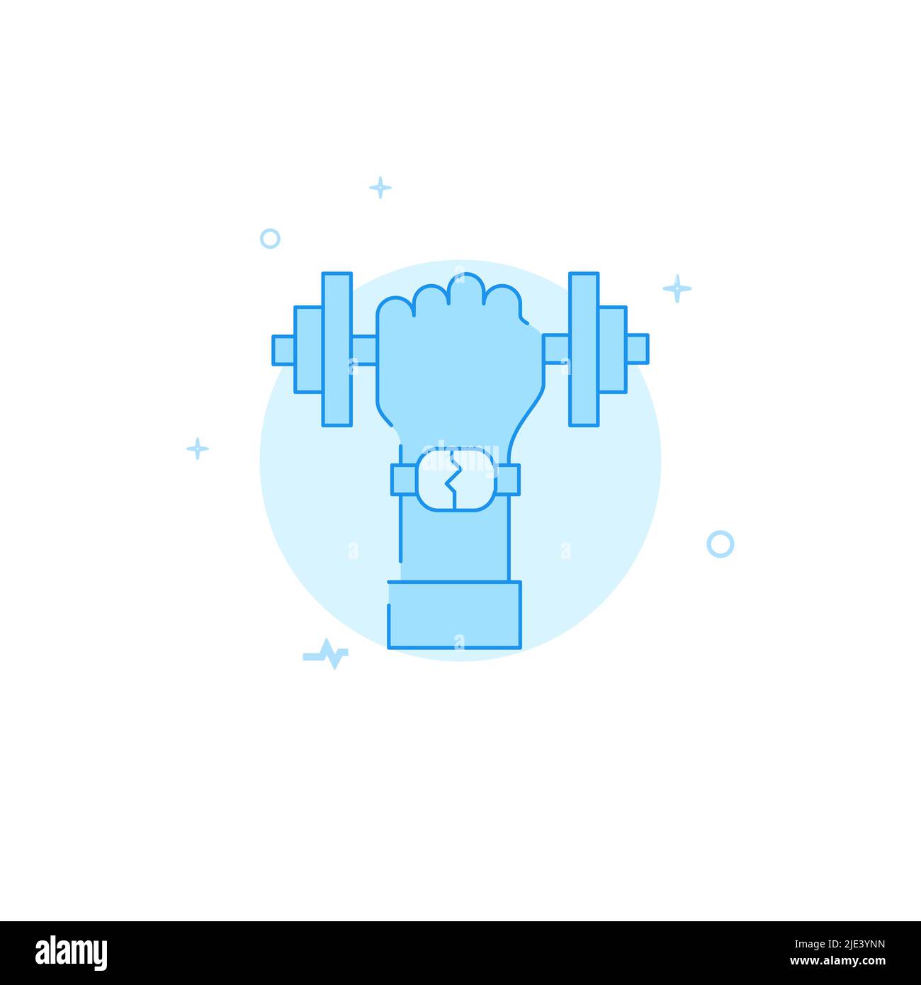 Hand with dumbbell, gym vector icon. Flat illustration. Filled line ...