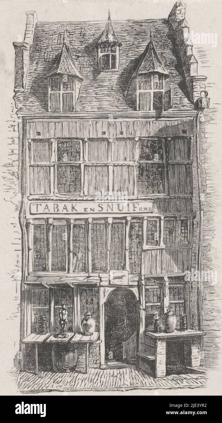 Facade of a tobacco store, Isaac Weissenbruch, 1836 - 1912, print maker ...