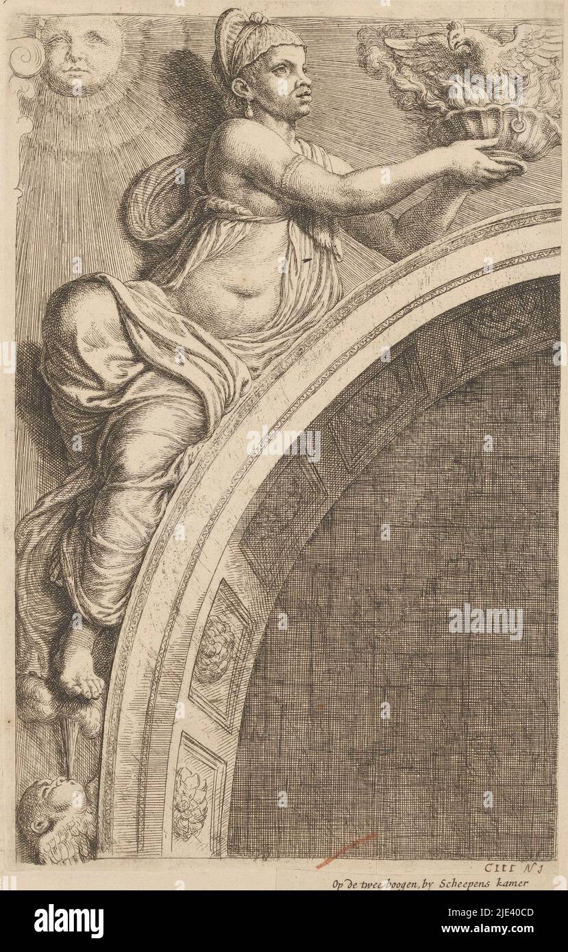 Relief with personification of the element Fire above arch on west side ...