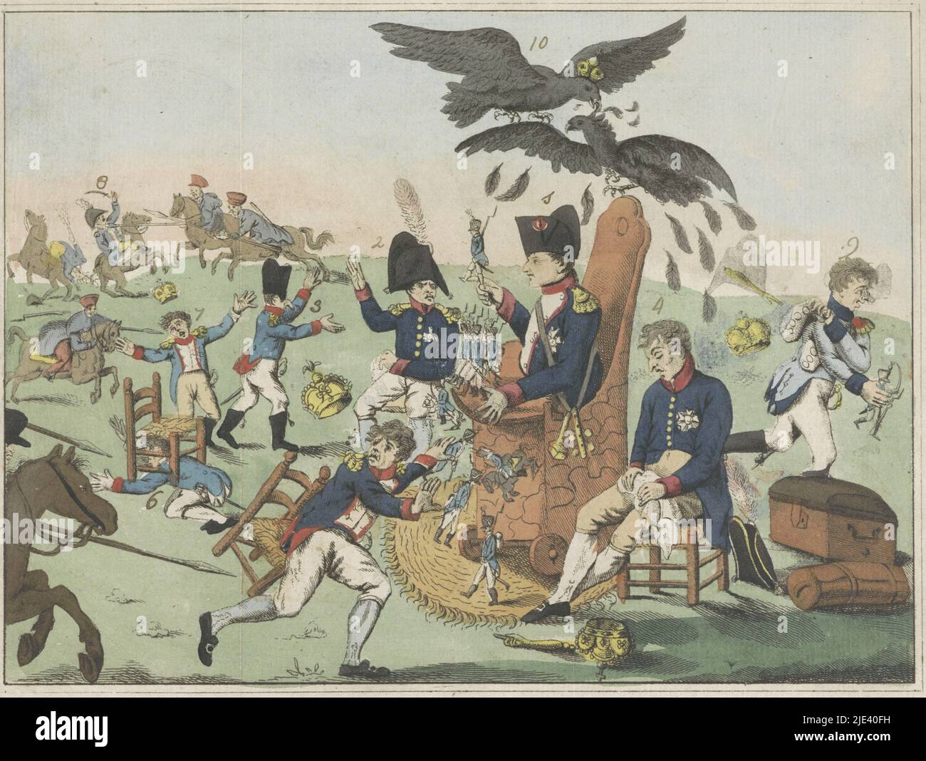 Napoleon in the Cockpit, 1813, anonymous, 1813, Cartoon on Napoleon ...