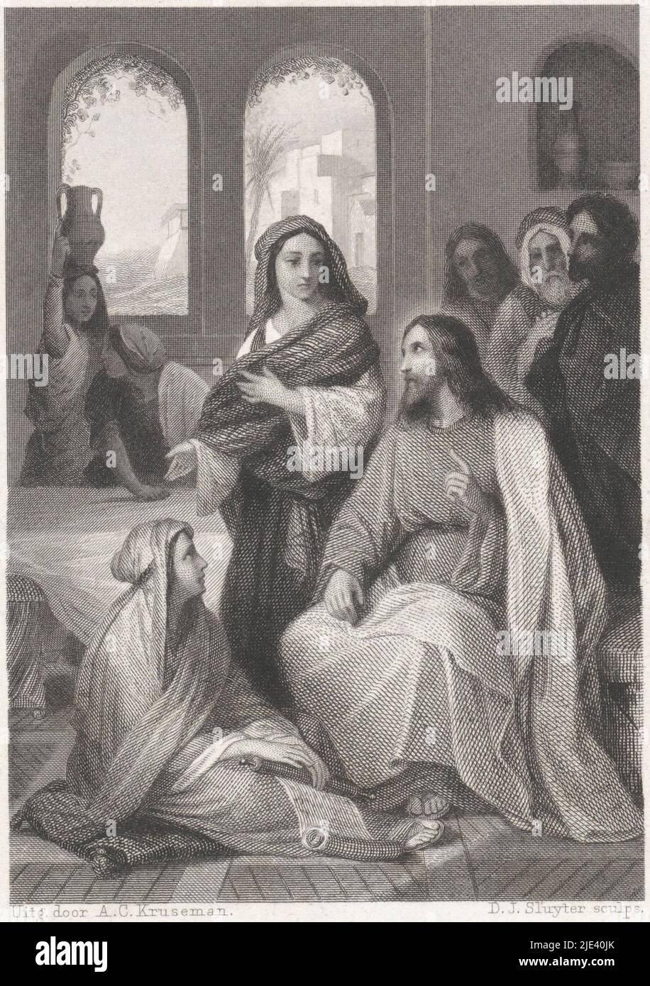 Christ with Martha and Mary, Dirk Jurriaan Sluyter, after Cornelis ...