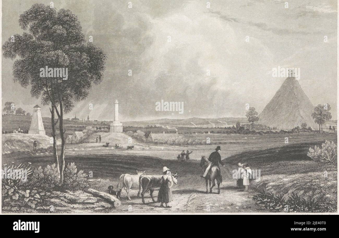 Waterloo battlefield with monuments, John Shury, 1814 - 1844, View of ...
