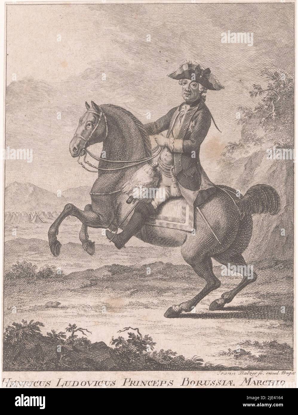 Equestrian portrait of Henry of Prussia, Jan Balzer, 1746 - 1799, print ...