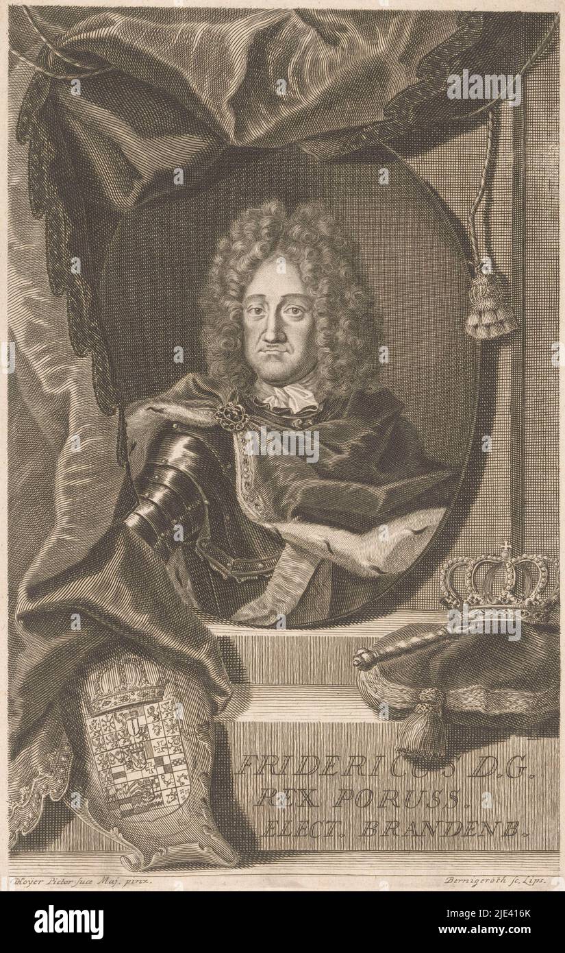 Portrait of Friedrich I, king of Prussia, Martin Bernigeroth, after ...
