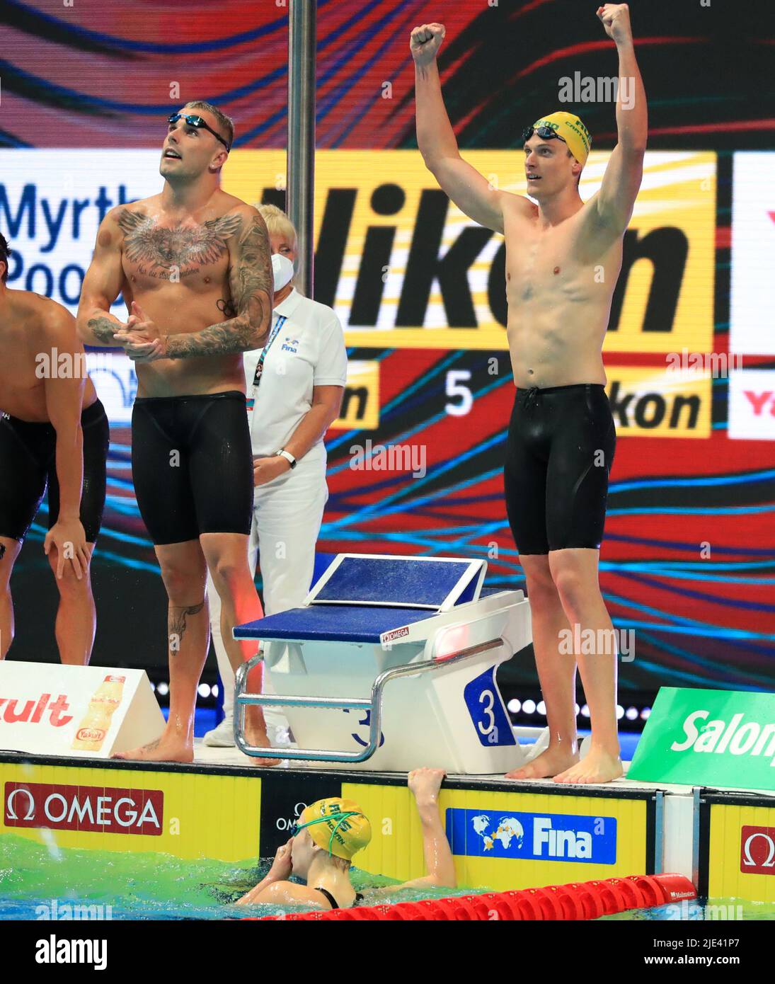 Budapest, Hungary. 24th June, 2022. Team Australia celebrate after the ...