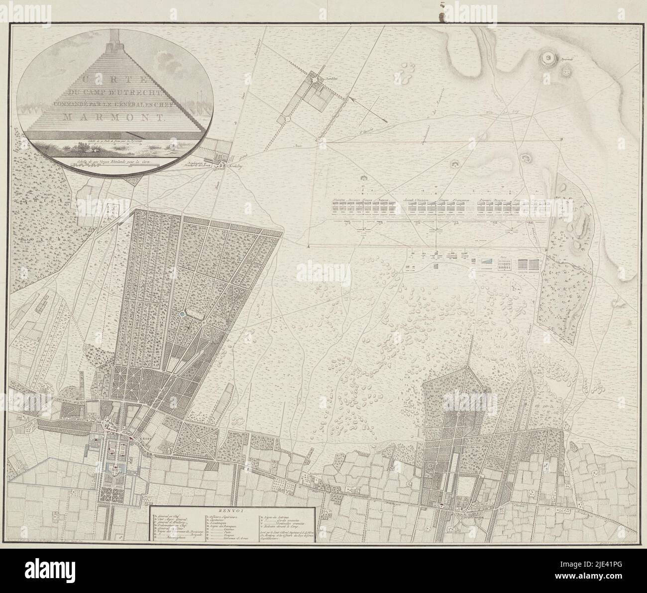 Map showing the army camp near Zeist, 1805, Cornelis van Baarsel, 1805 ...