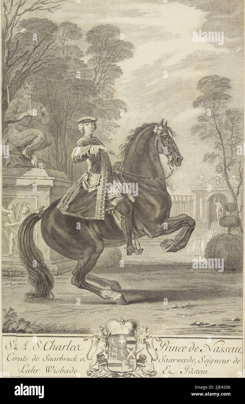 Equestrian portrait of Charles of Nassau-Usingen, Louis Desplaces ...