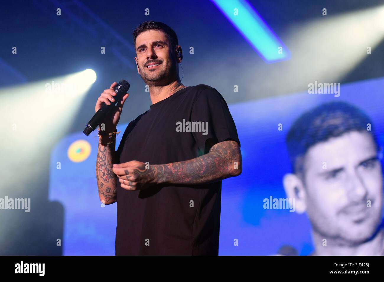 Calafell, Spain. 24th June, 2022. The Spanish singer Melendi performs ...
