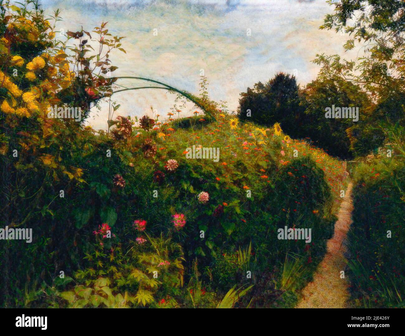 Part of Monet garden in France; it's bright, cheery, full of color, and ...