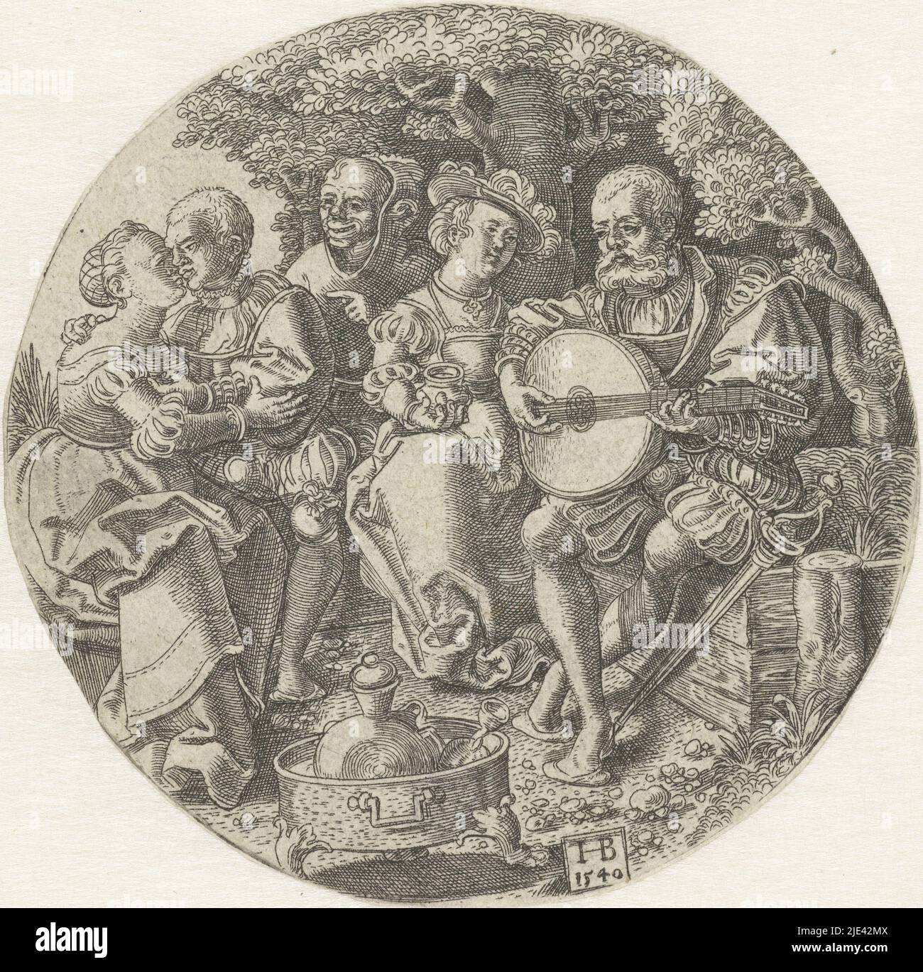 Lute player and couple in love with a jester, Hans Brosamer, 1540 ...