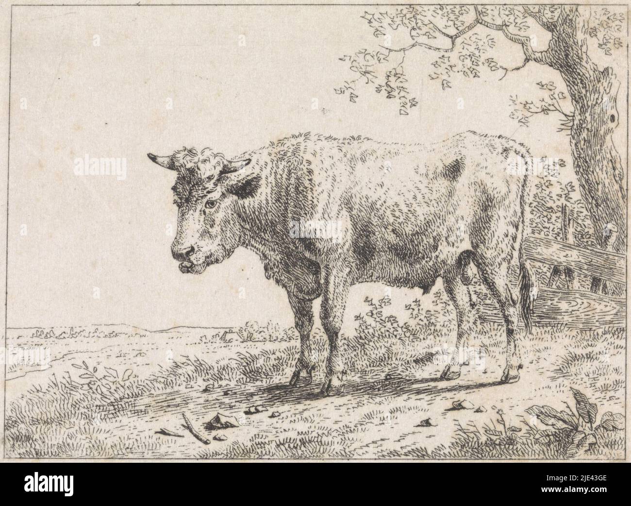 Landscape with bull, Dirk van Oosterhoudt, 1766 - 1830, print maker ...