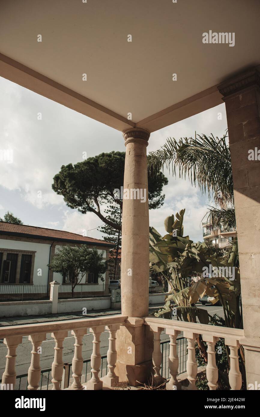 Balcony detail columns terrace stone columns hi-res stock photography ...