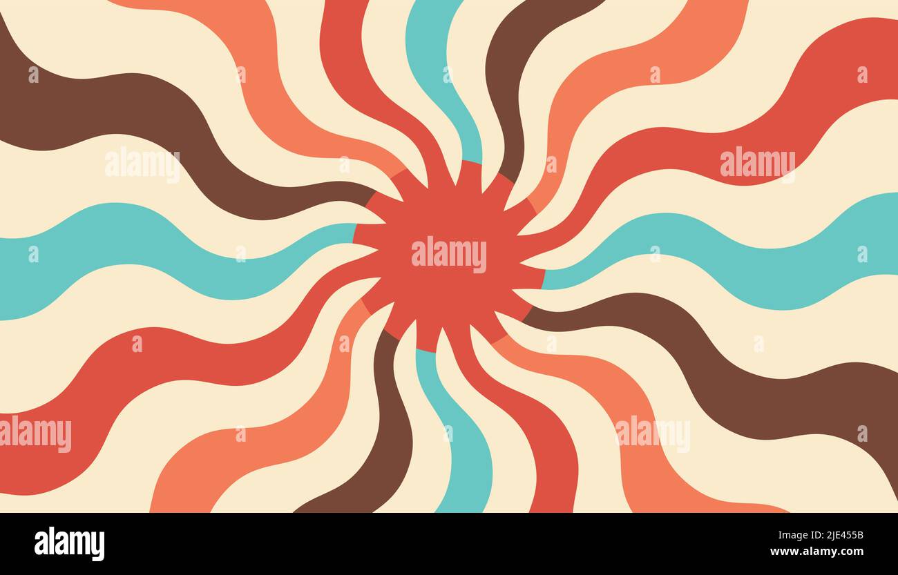 Retro banner with sun and rays in style of 70s. Sunburst, sunrise ...